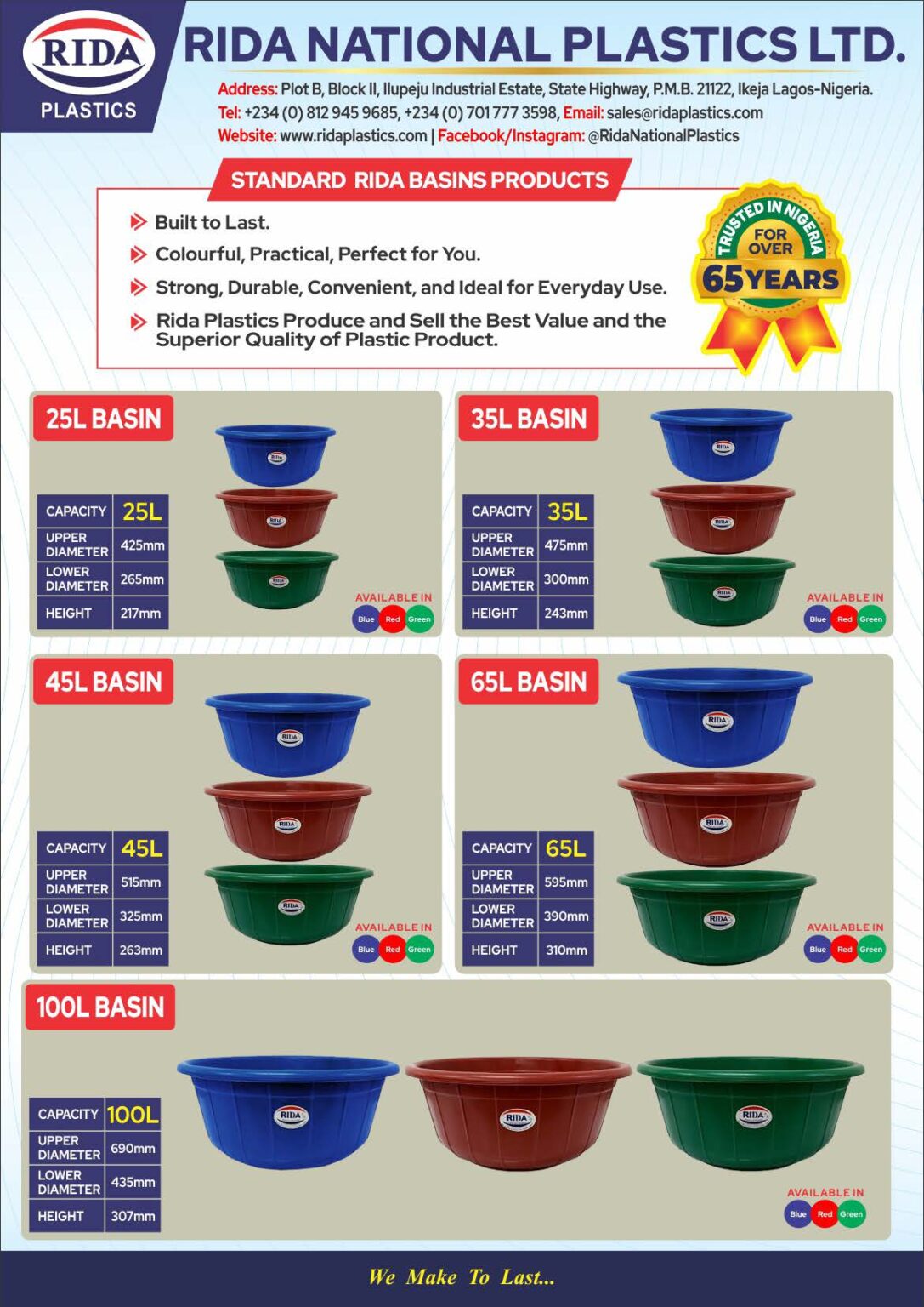 STANDARD RIDA PRODUCTS - Rida Plastics